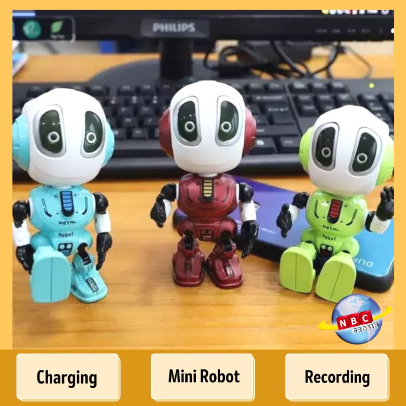 Jual Mainan Robot Mini Recording Charging 3 Warna Lucu | Shopee Indonesia