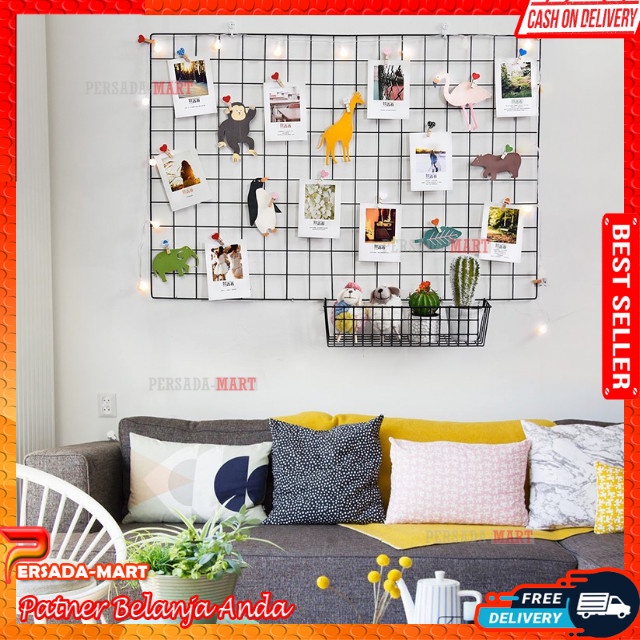 Jual HIASAN DINDING BESI DEKORASI KAMAR GRID WALL GANTUNG FOTO FRAME ...