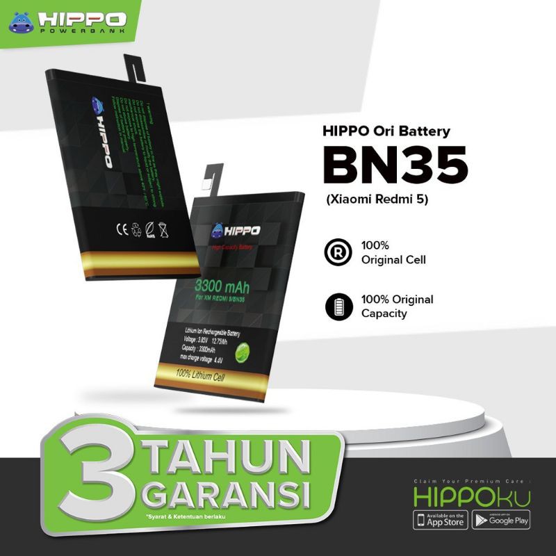 Jual Baterai Xiaomi Redmi 5 / BN35 Original Product by Hippo 3300mAh ...