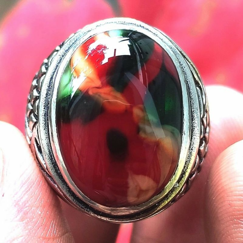 Jual Cincin Pria Germanium high Quality Batu Akik Panca Warna Edong ...