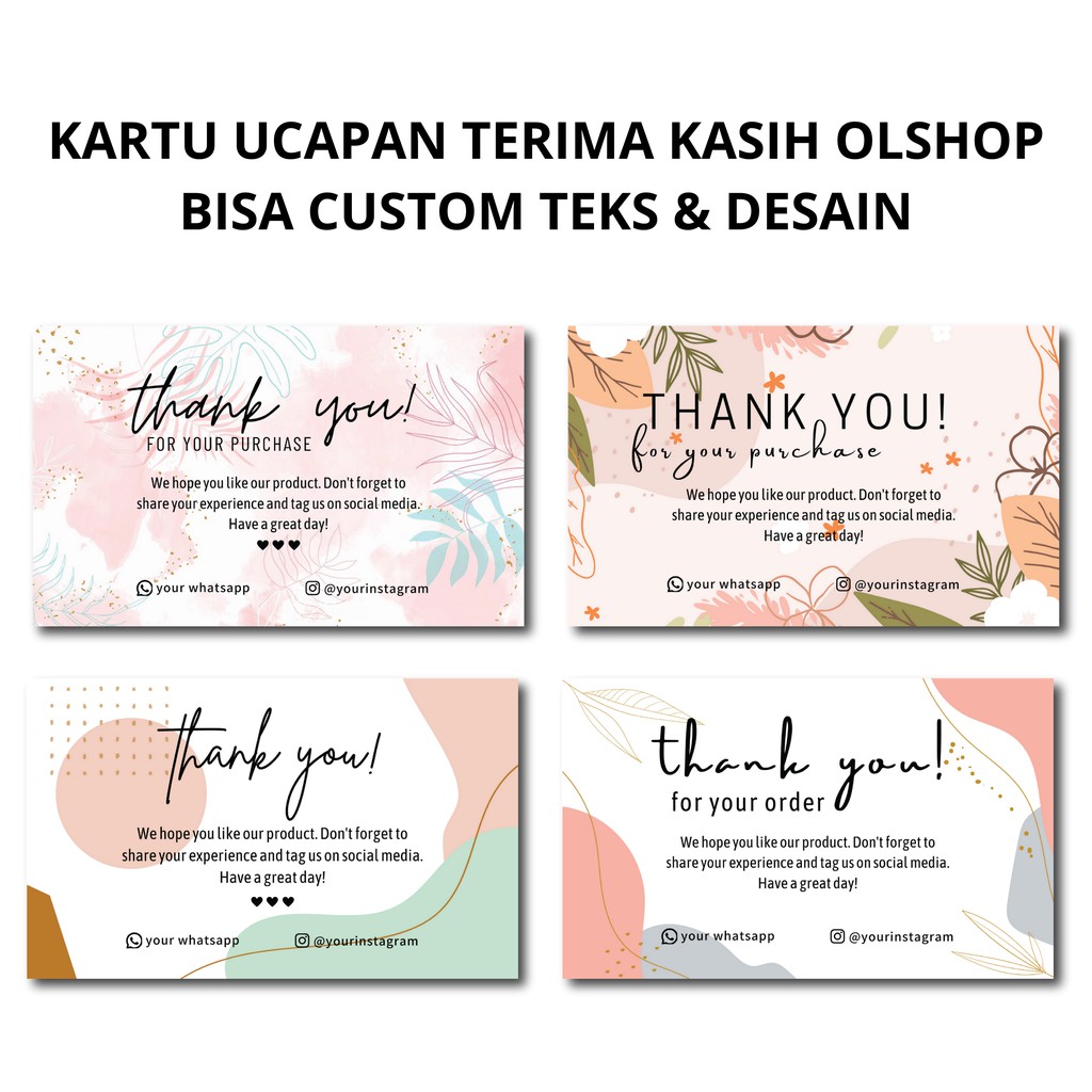 Jual [100 pcs] Kartu Ucapan terima kasih - Thanks Card - Gift Card - Thank you card - Kartu ...