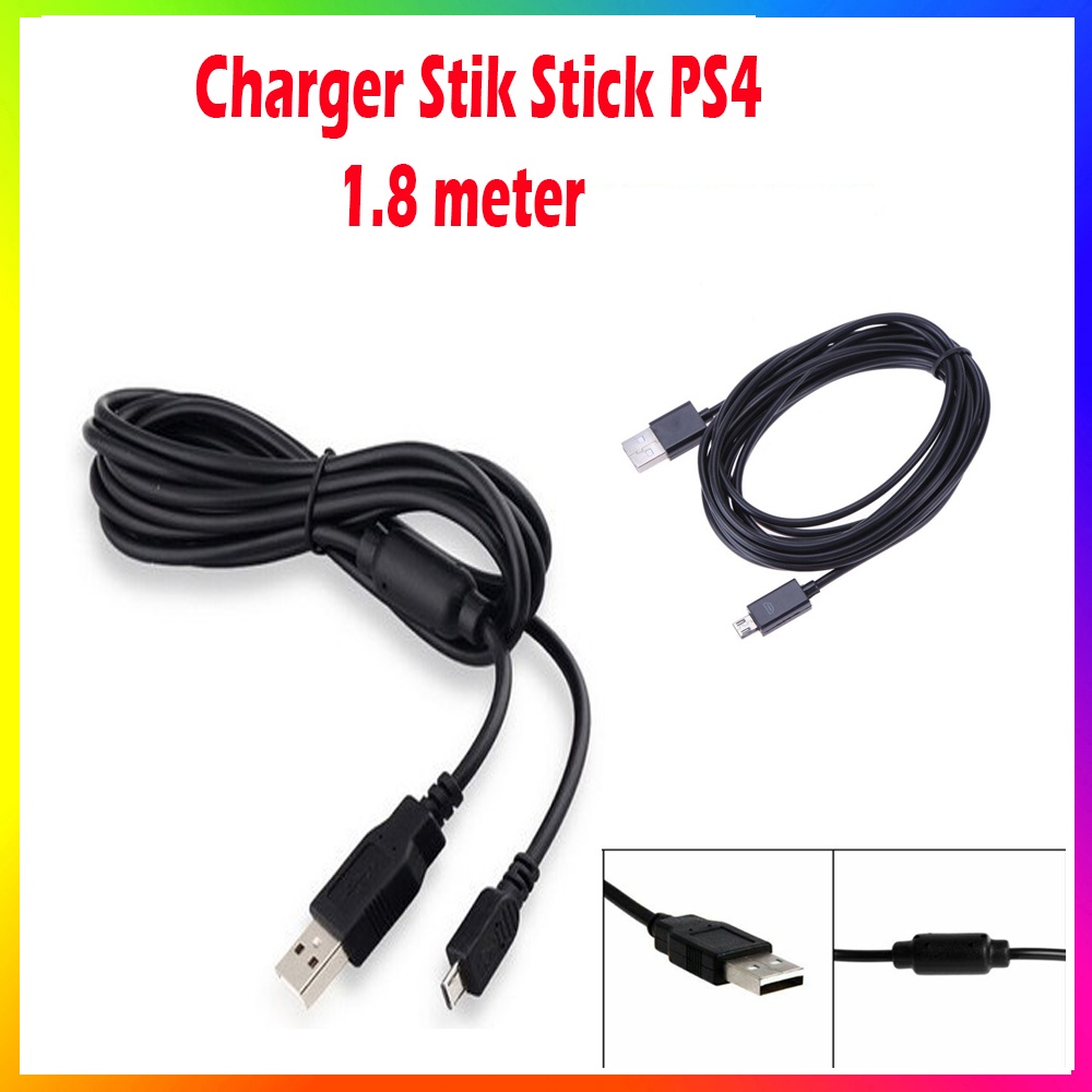 Jual Charger Stik PS3 1.8m / PS3 3m / PS4 1.8m / PS4 3m / Kabel USB ...