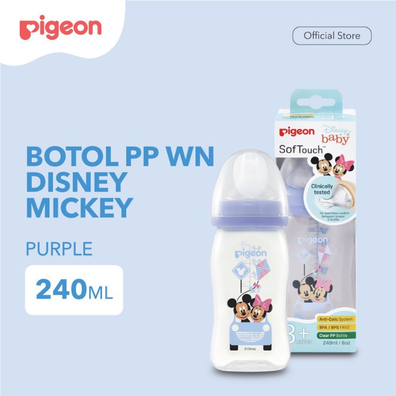 Jual Pigeon Botol PP Wide Neck Disney Mickey 240ml | Shopee Indonesia