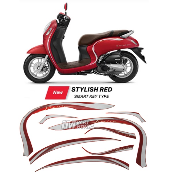 Jual Stiker Scoopy eSP K2F 2022 Stylish Red Merah Dof | Shopee Indonesia