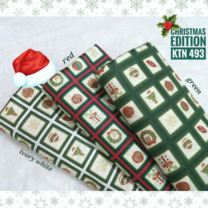 Jual Bw9 Ktn 493 Kain Katun Motif Natal - Lebar 1.50 - Ivory | Shopee ...