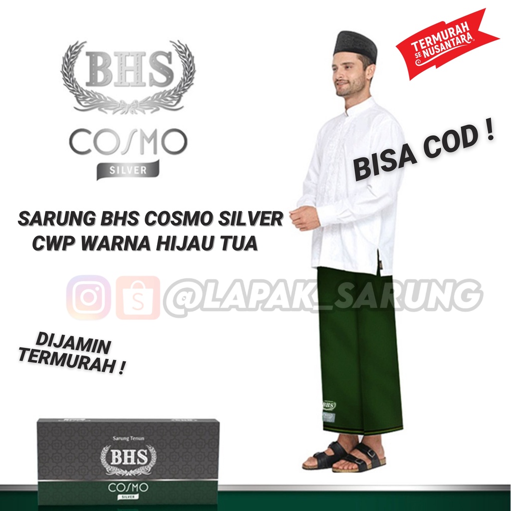 Jual Sarung BHS Cosmo Silver CWP Warna Polos Hijau Tua - COCOK ACARA NU ...
