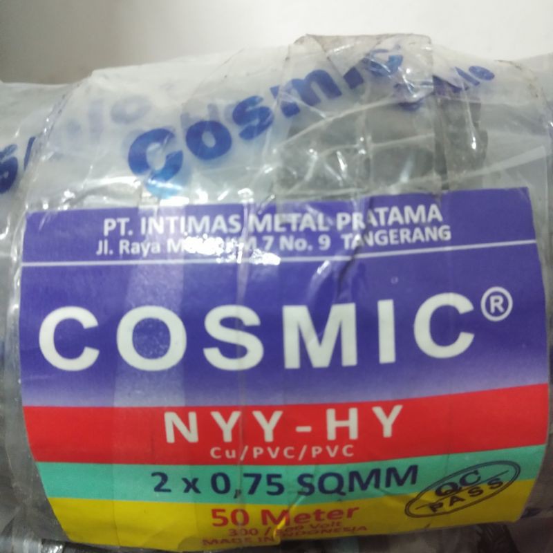 Jual Kabel Cosmic NYMHY 2x0,75 @50m 2x0.75 Serabut - Putih/Hitam ...