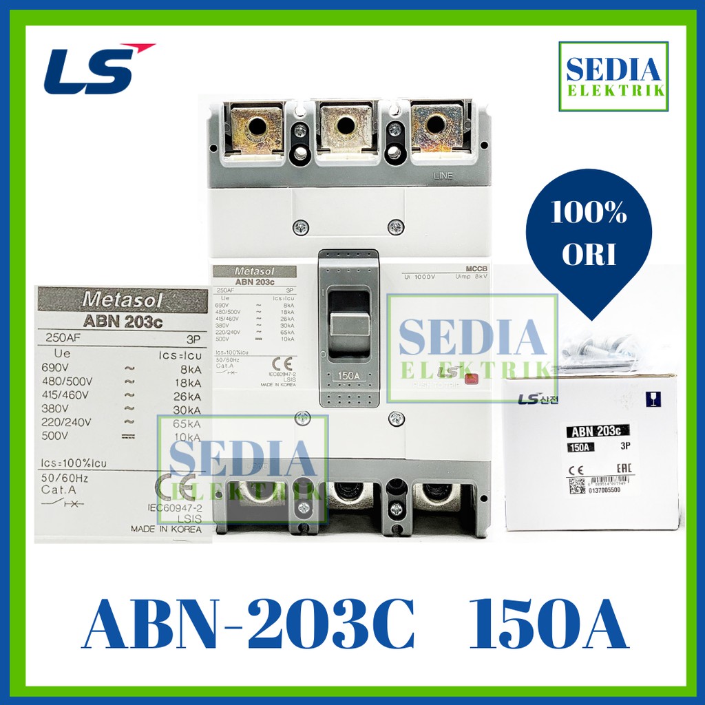 Jual LS MCCB MCB ABN-203C-150A 203C 150A ABN203C 3P | Shopee Indonesia