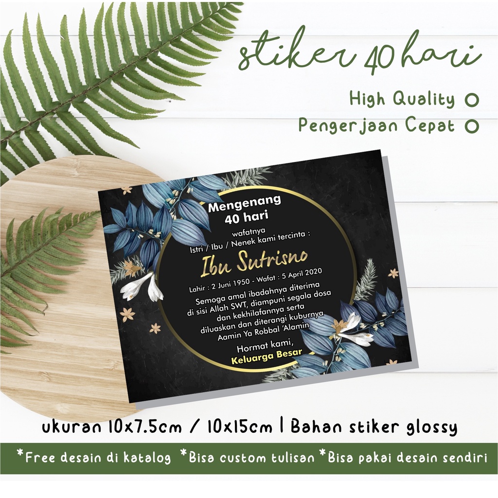 Jual STIKER TAHLIL / MENGENANG 40 / 100 / 1000 HARI WAFAT / TAHLIL ...