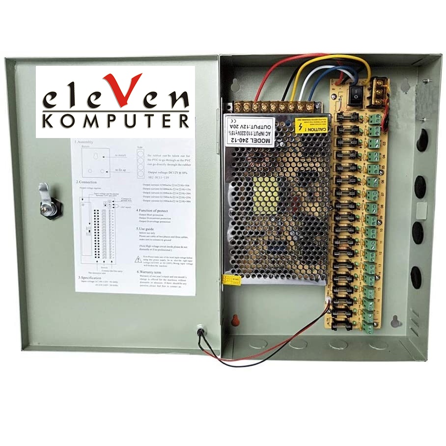 Jual adaptor cctv power supply spc 12V 20A casing box | Shopee Indonesia