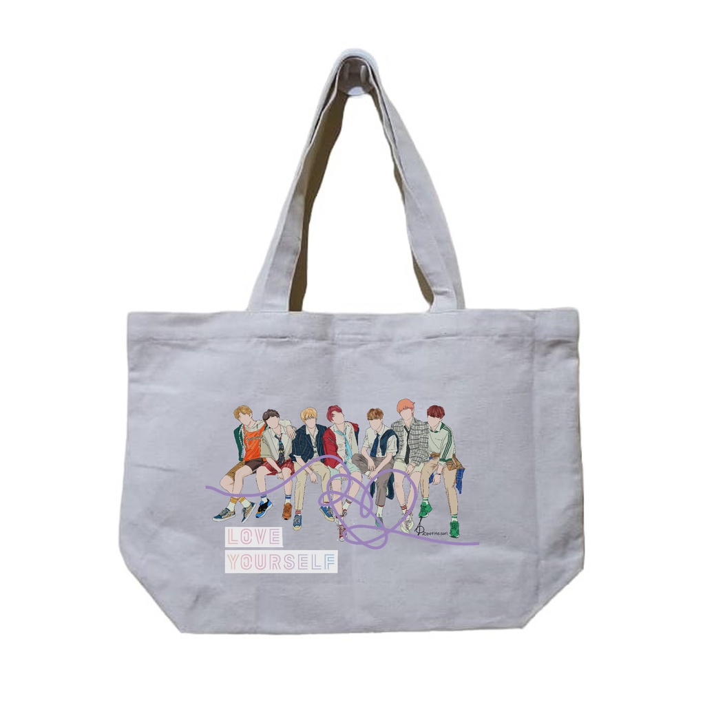 Jual Aesthetic Drawing Canvas Tote Bag Fanart Kpop Merch BTS Edition ...