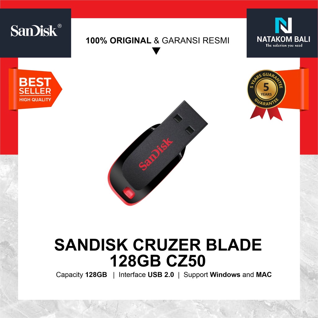 Jual FLASHDISK SANDISK CRUZER BLADE 128GB CZ50 USB 2.0 | Shopee Indonesia