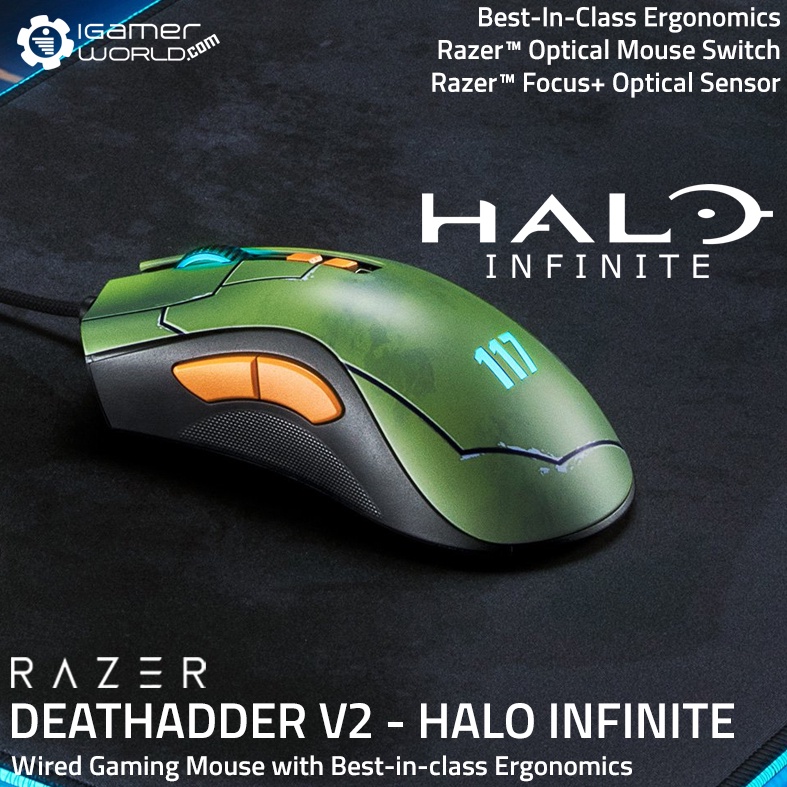 Jual Razer DeathAdder V2 Halo Infinite edition Ergonomic Wired Gaming ...