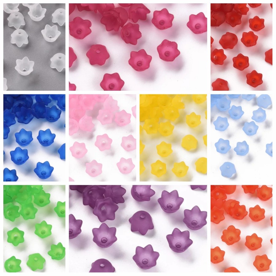 Jual ISI 40PC MANIK MOTE AKRILIK FROST BUNGA TOPI MANIK BAHAN KERAJINAN ...