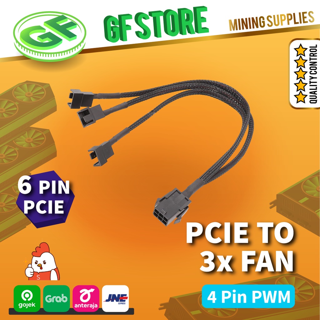 Jual Adapter Fan PCIE 6 Pin to Fan (3 x 4 pin) ⚡ Fan Splitter PCIe 6 ...
