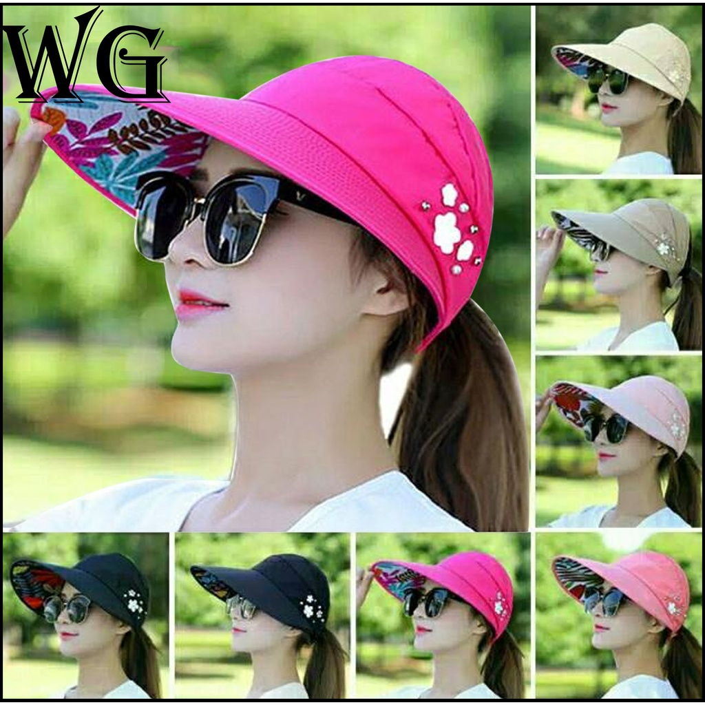 Jual Topi Wanita Topi UV Anti Matahari - Warna Pink | Shopee Indonesia