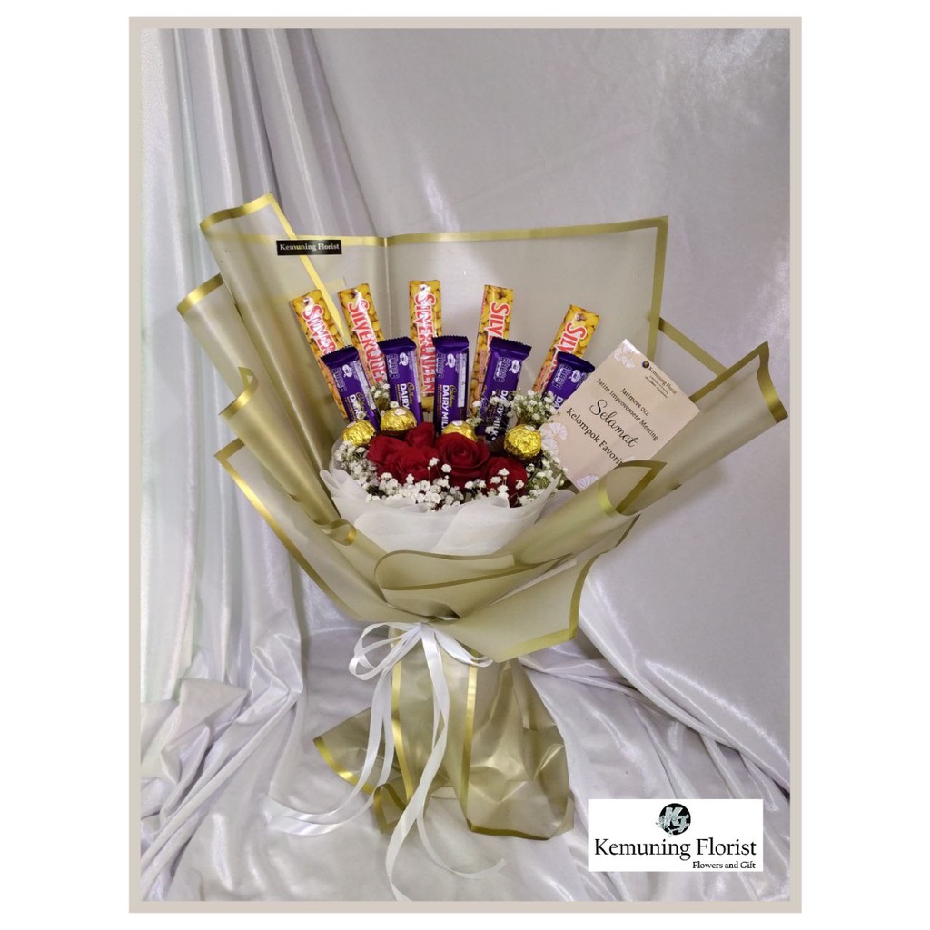 Jual choco buket/ buket snack/ buket coklat/ buket bunga asli/ bunga ...
