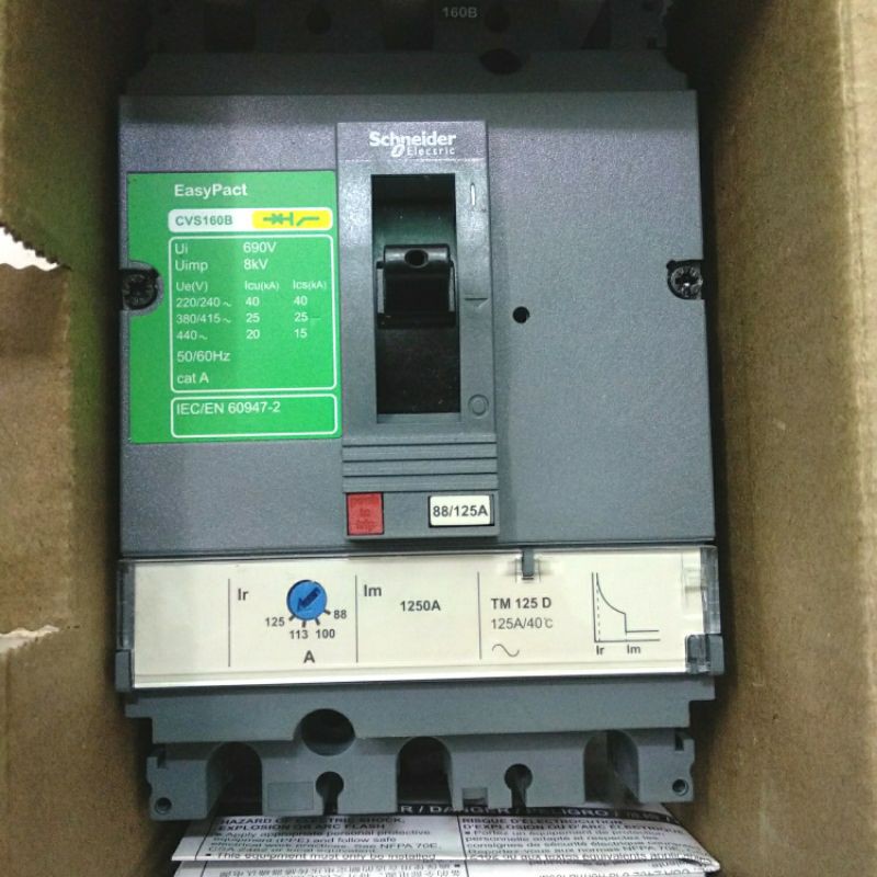 Jual MCCB BREAKER CVS160B TM125D 3P3D LV516302 Original | Shopee Indonesia