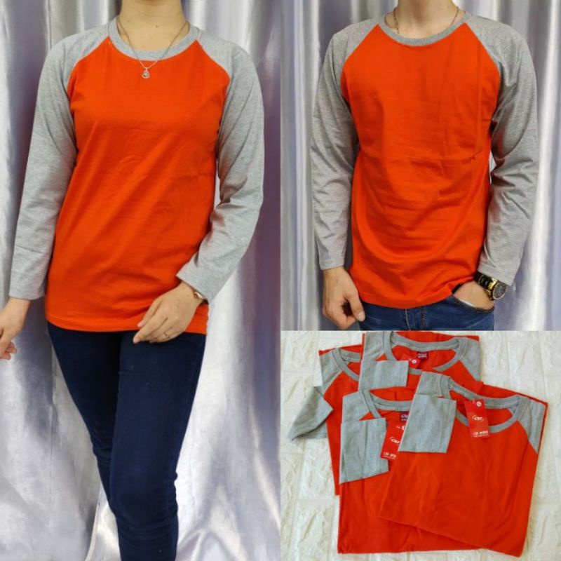 Jual kaos raglan polos OREN-ABUMISTY lengan panjang Uk M L XL XXL ...