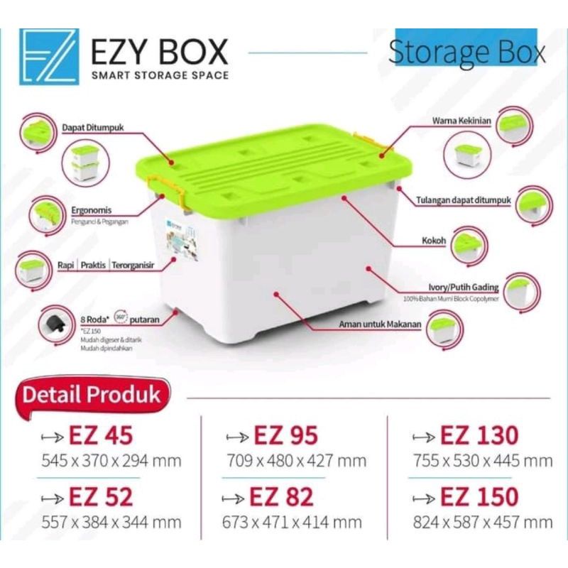 Jual Container Box Besar Ezy Tempat Penyimpanan Makanan 45Ltr, 52Ltr ...