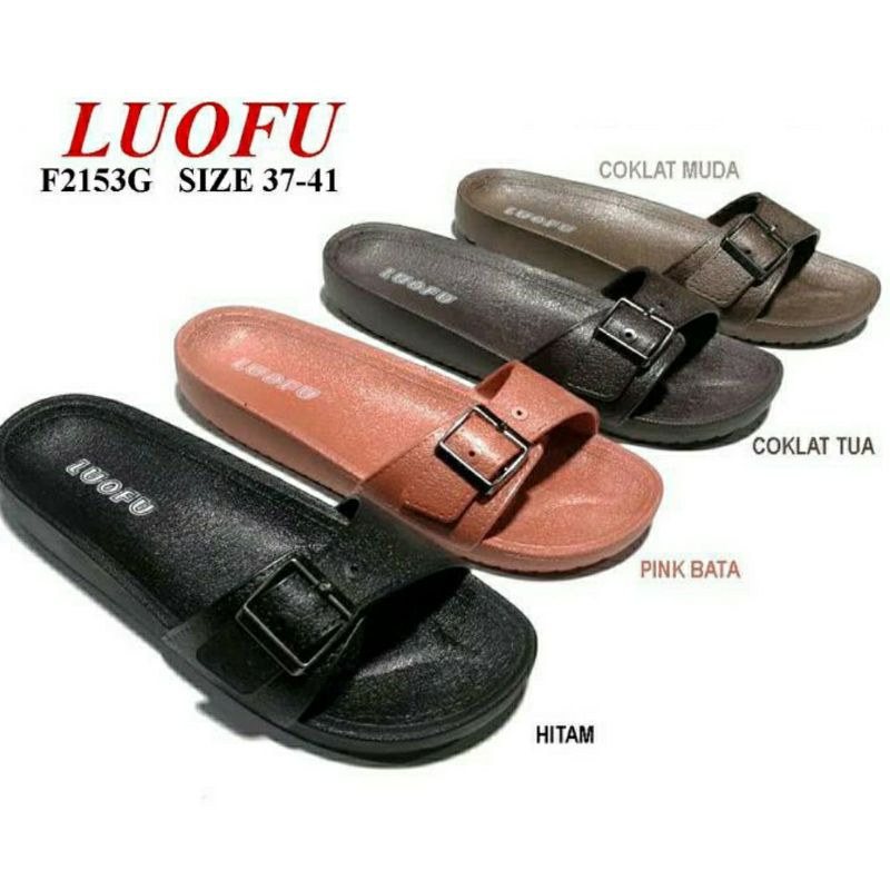 Jual Sandal Jelly Luofu Slip Sendal Gesper Lofu Loufu Wanita Karet ...