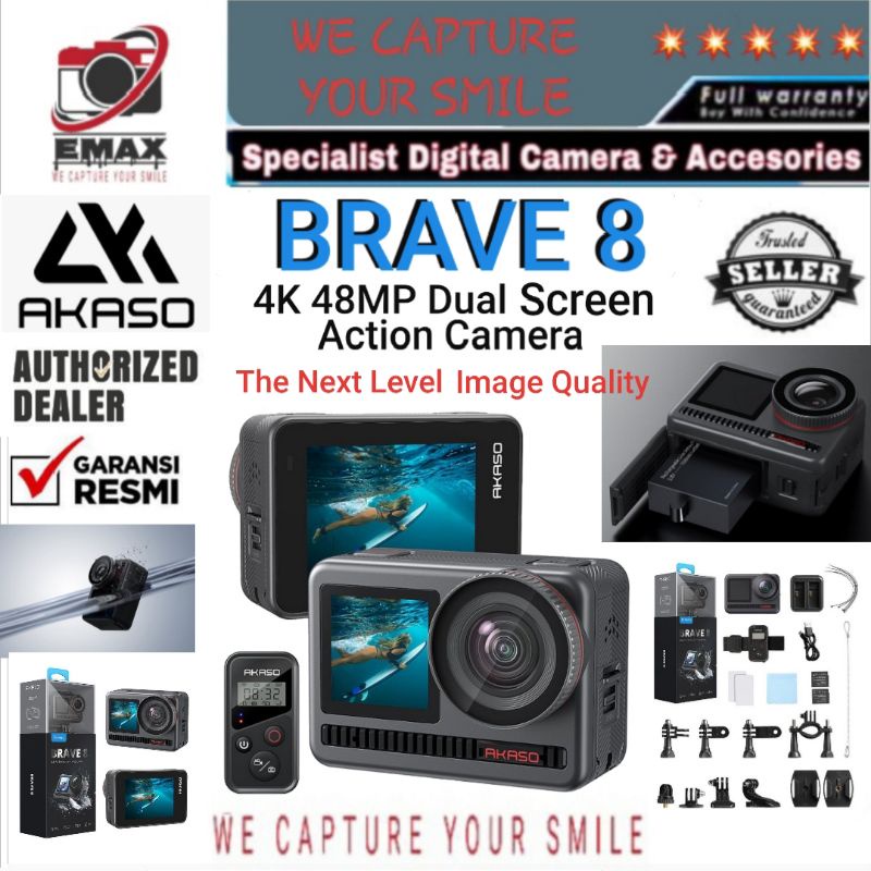 Jual AKASO BRAVE 8 4K Dual Color Screen Action Camera Wifi EIS 48MP 8K ...