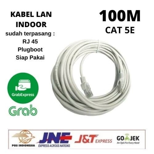 Jual Kabel LAN Indoor Utp Cat 5e 100 Meter Terpasang Rj45 dan Plugboot ...