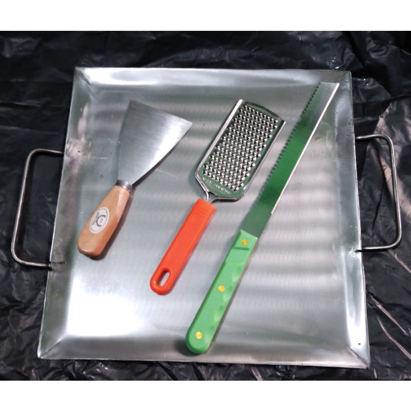 Jual PAKET KOMPLIT wajan 30x30 plat persegi ukuran 30x30cm / pisau roti ...