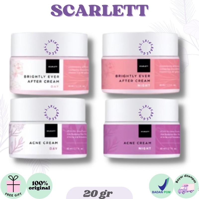 Jual Scarlett CREAM 20gr (Day & Night Cream, Brightly & Acne) | Shopee ...