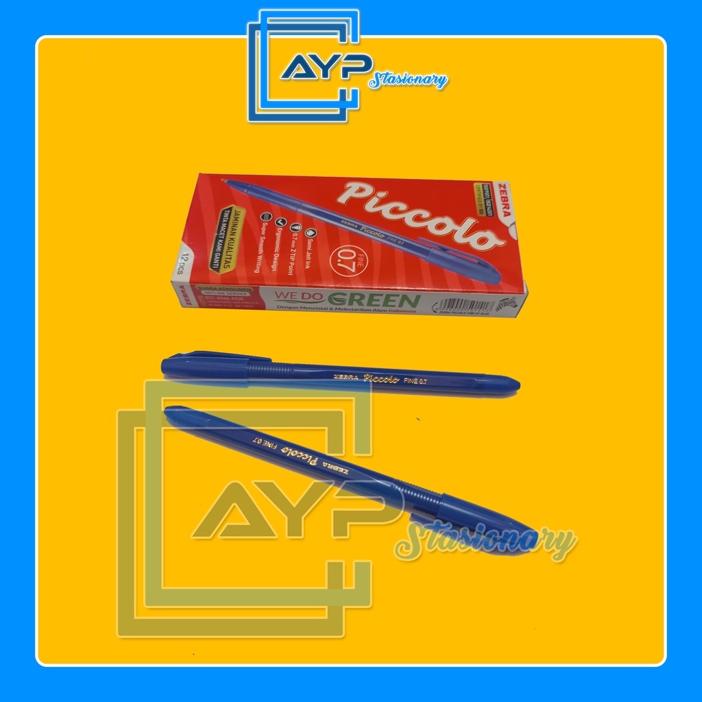 Jual PULPEN ZEBRA PICCOLO BIRU 1 PACK = 12 PCS | Shopee Indonesia