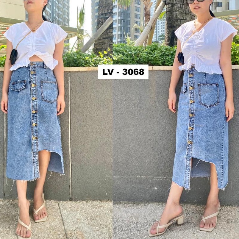 Jual Rok jeans wanita/rok jeans ripped terbaru wanita/rok jeans sobek ...