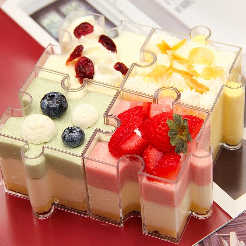 Jual dessert box mika tebal unik bentuk puzzle untuk jelly pudding ...