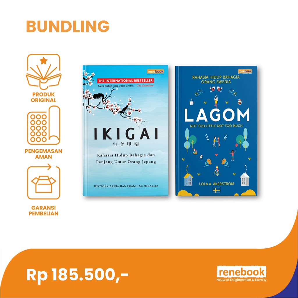 Jual Paket Bundling : Buku Ikigai + Buku Lagom FREE BUBBLE WRAP ...