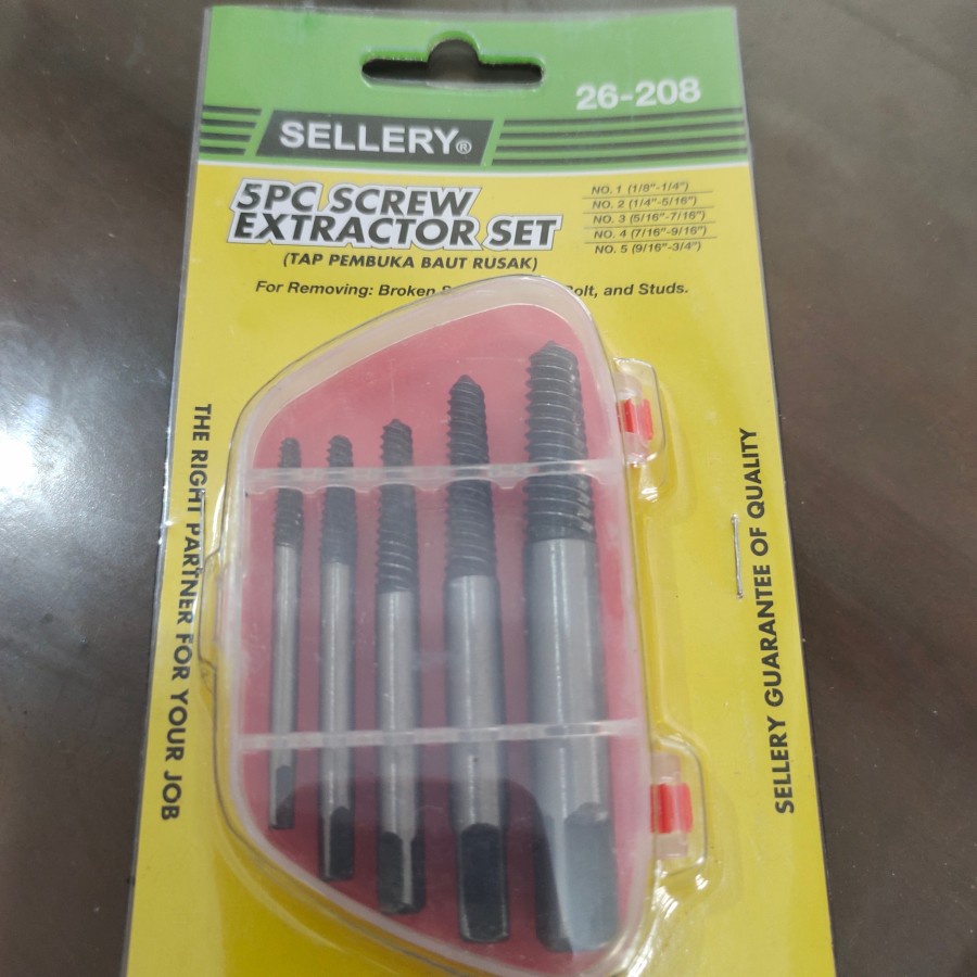 Jual Tap Balik Alat Pembuka Baut Rusak Screw Extractor Set 5pcs Sellery ...