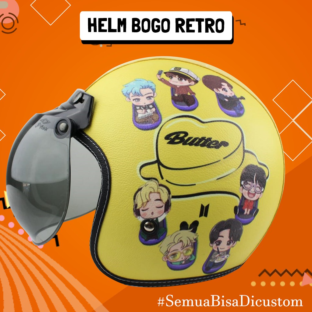 Jual Helm Bogo Retro Kulit Dewasa Special Edition Butter BTS Free ...