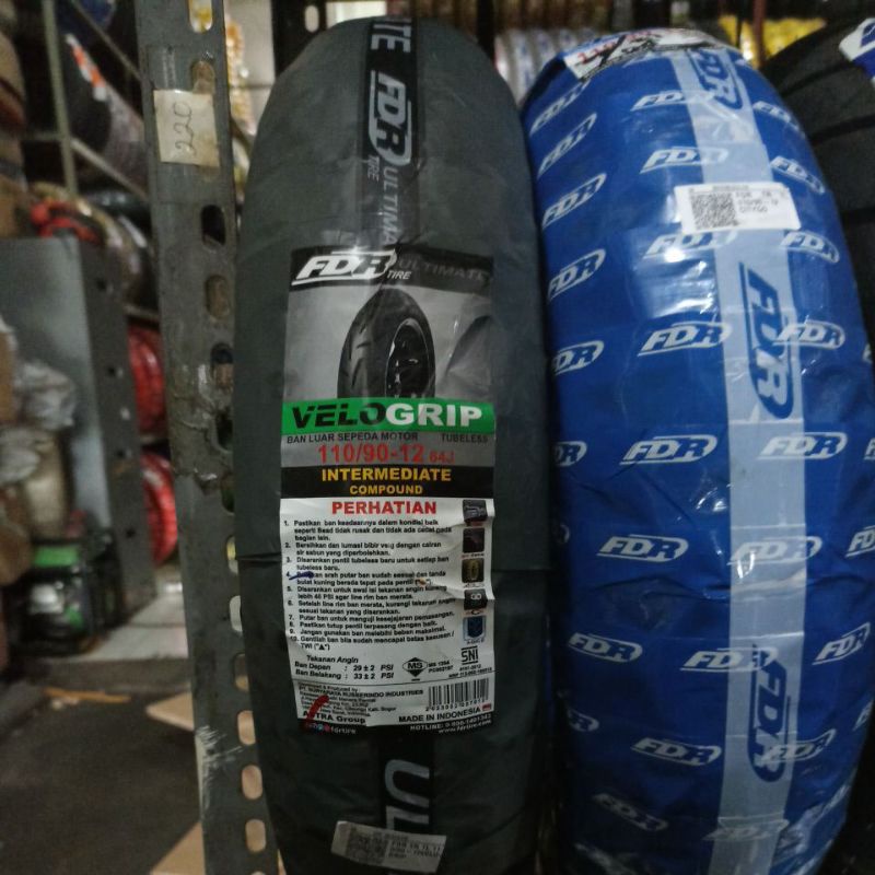 Jual Ban Motor Matic FDR 110/90-12 Velogrip Tubeless Ban Scoopy Ring 12 ...