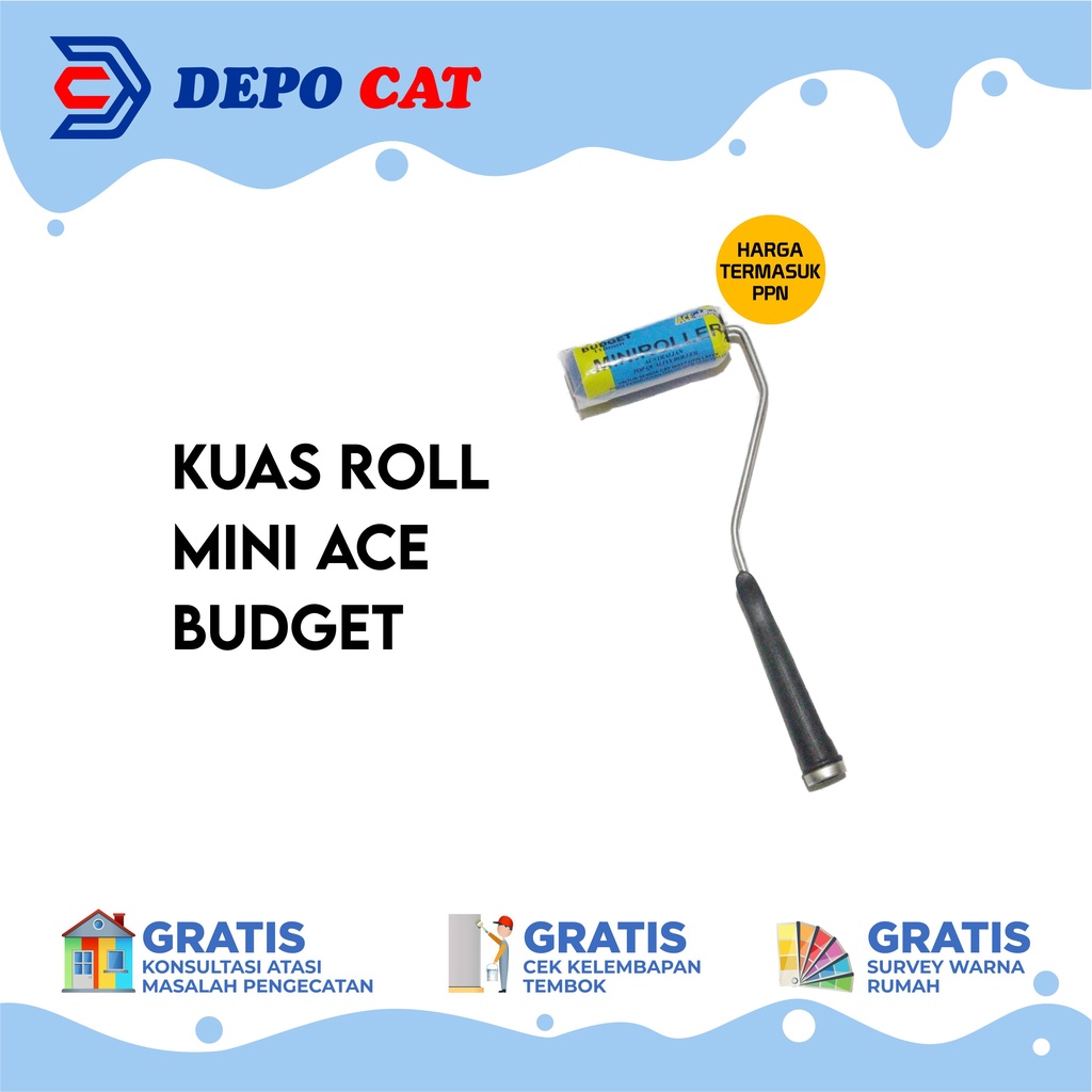 Jual Kuas Roll Mini ACE Budget | ROLL CAT TEMBOK Gagang Pendek | Shopee ...