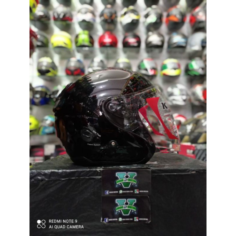 Jual HELM HALF FACE KYT KYOTO R SOLID BLACK GLOSSY KYT KYOTO HITAM ...