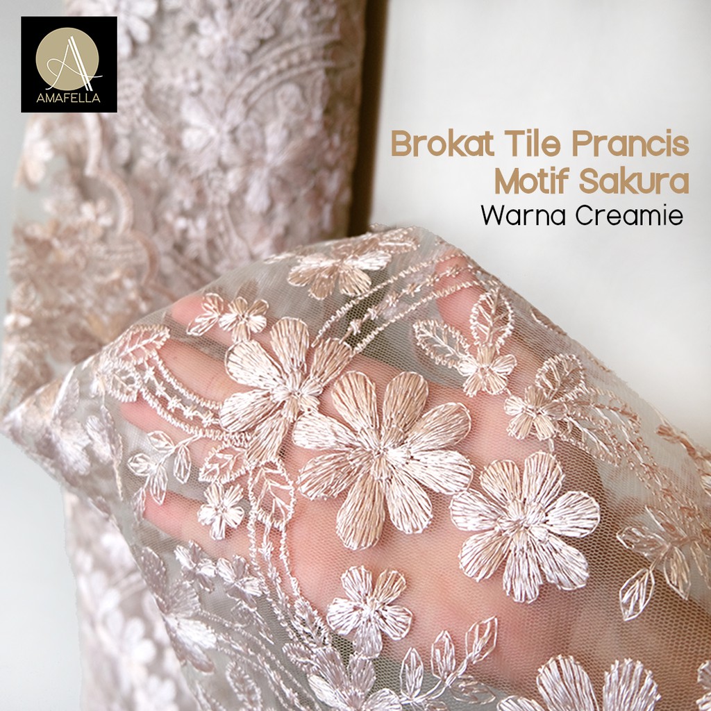 Jual 1/2 meter Kain Brokat Tile Prancis Premium Bahan Kebaya Motif ...