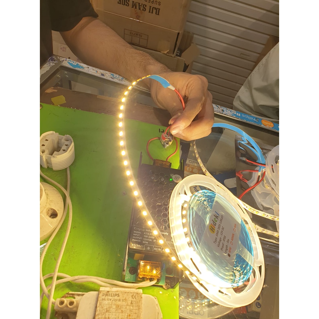Jual Lampu Led Strip 120 mata 12 v dc 2835 mata rapat 5 meter 1 roll ...