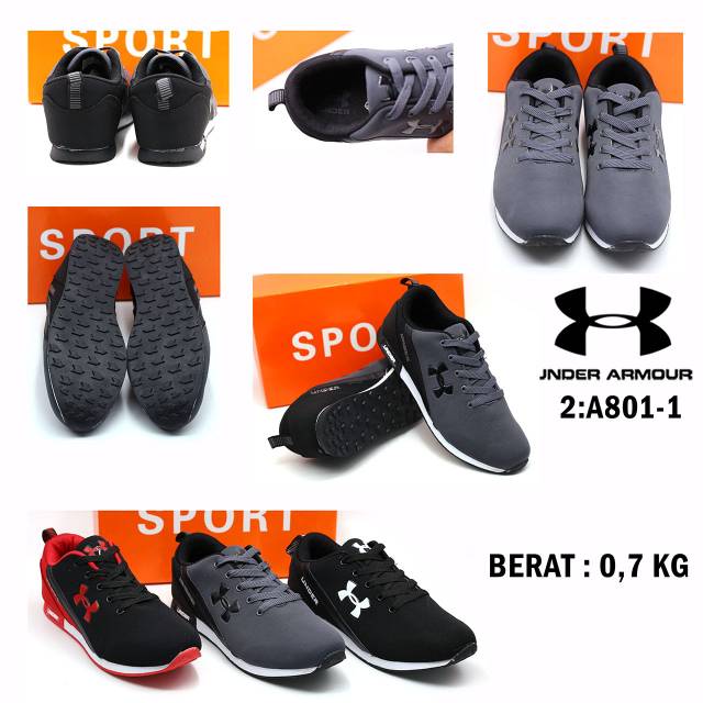 Jual SEPATU SPORT MAN MERK UNDER ARMOUR SERI : A801 | Shopee Indonesia