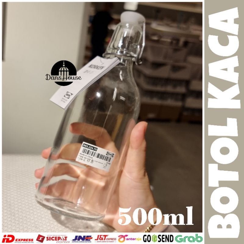 Jual (Dans) Glass Bottle Botol Kaca 500ml Dengan Penutup 1 Pcs | Shopee ...