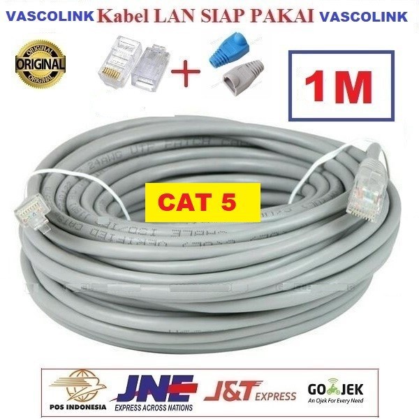 Jual Kabel Lan Vascolink Cat 5 1 meter Siap Pakai 1M | Shopee Indonesia