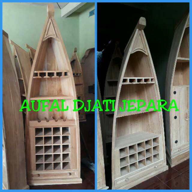 Jual Lemari pajangan rak tempat minuman bir whisky whine model perahu ...