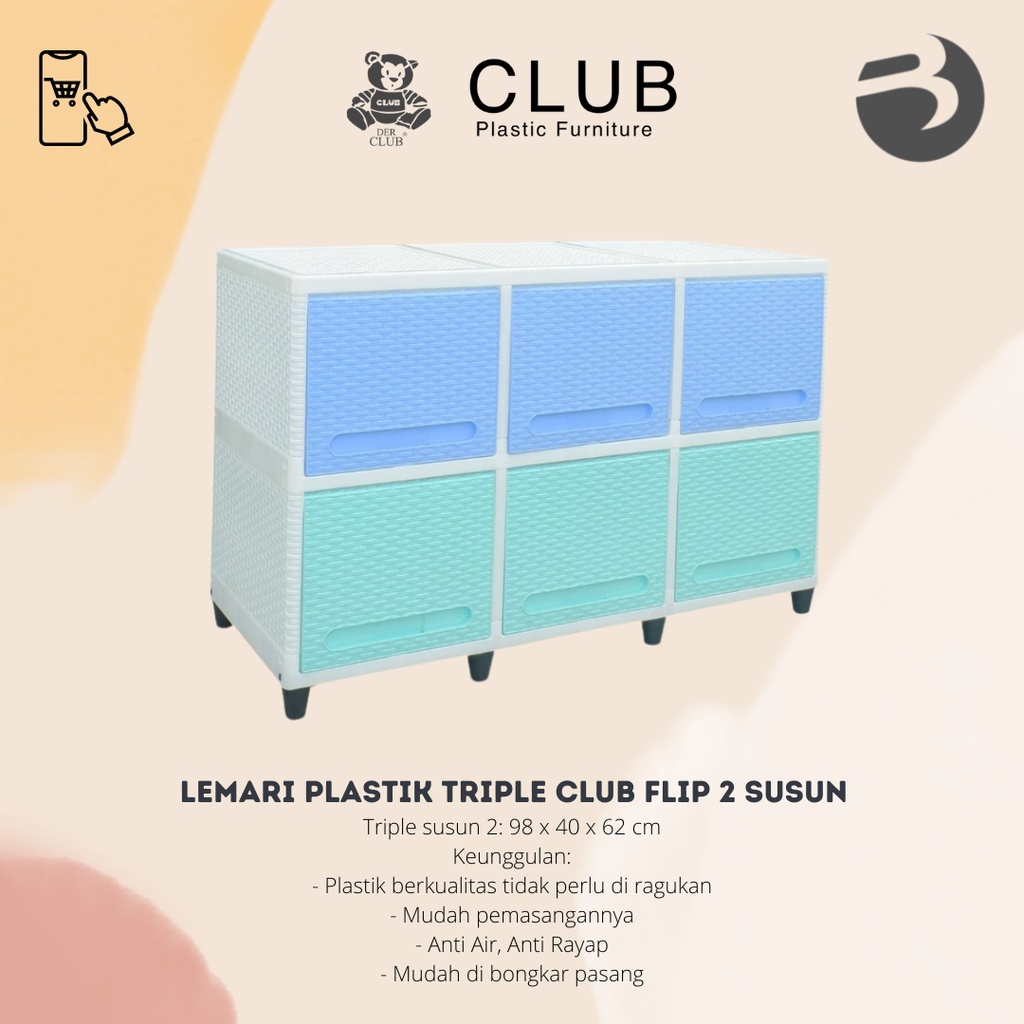 Jual LEMARI PLASTIK TRIPLE CLUB FLIP 2 SUSUN | Shopee Indonesia