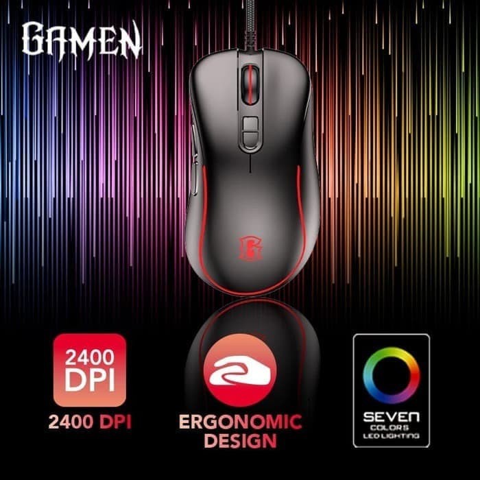 Jual Gamen GM1000 RGB Lighting Effect 2400DPI Ergonomic Design Gaming ...