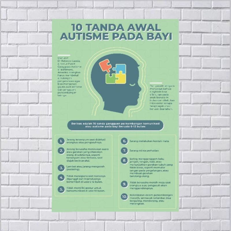 Jual Poster Kesehatan 10 Tanda Awal Autisme Pada Bayi | Shopee Indonesia