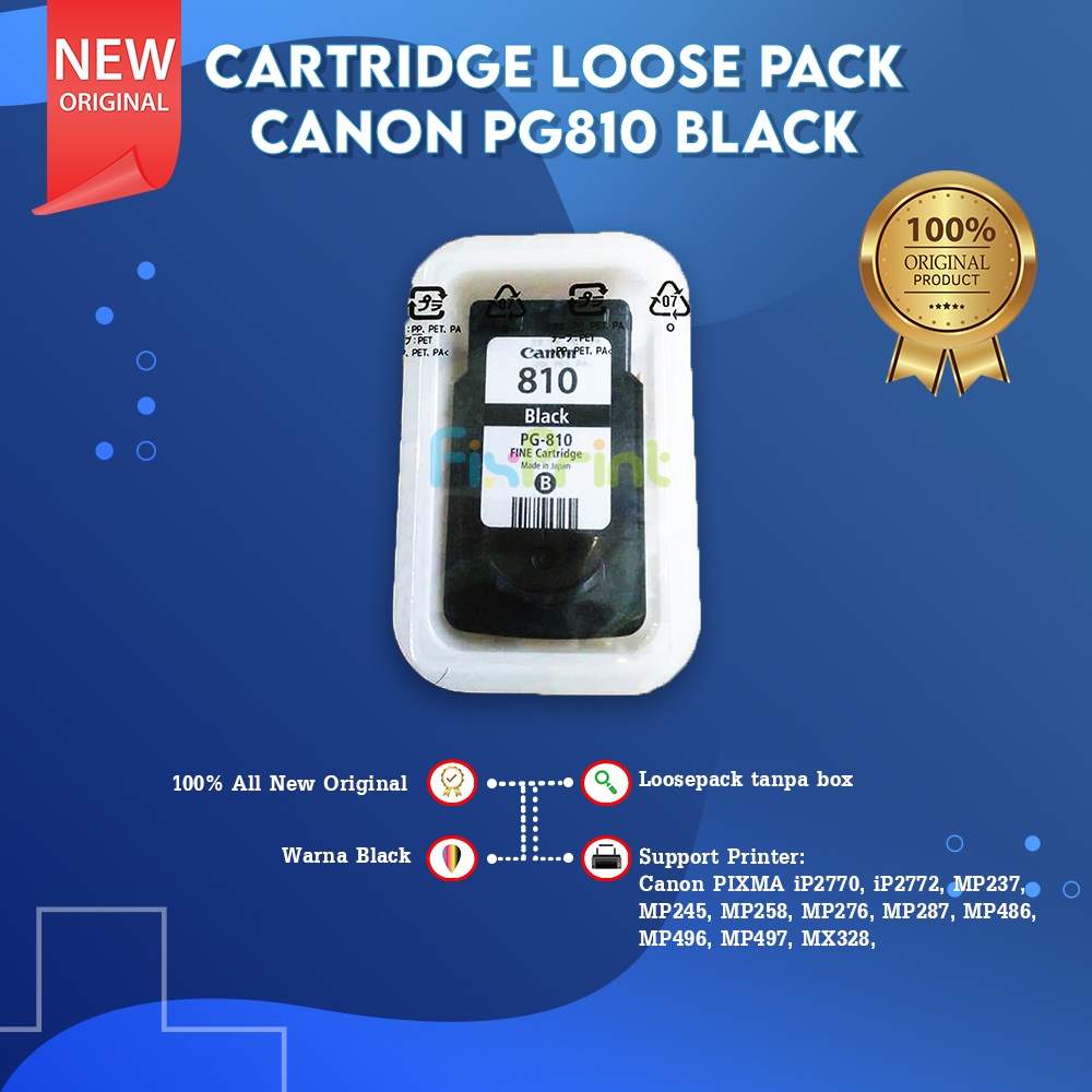 Jual Cartridge Loose Pack Original Canon PG-810 PG810 810 Black Tanpa ...