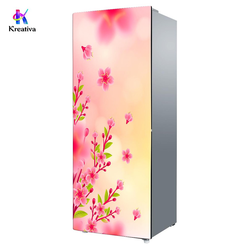 Jual stiker kulkas 1 pintu motif bunga daun bagus wallpaper dinding ...