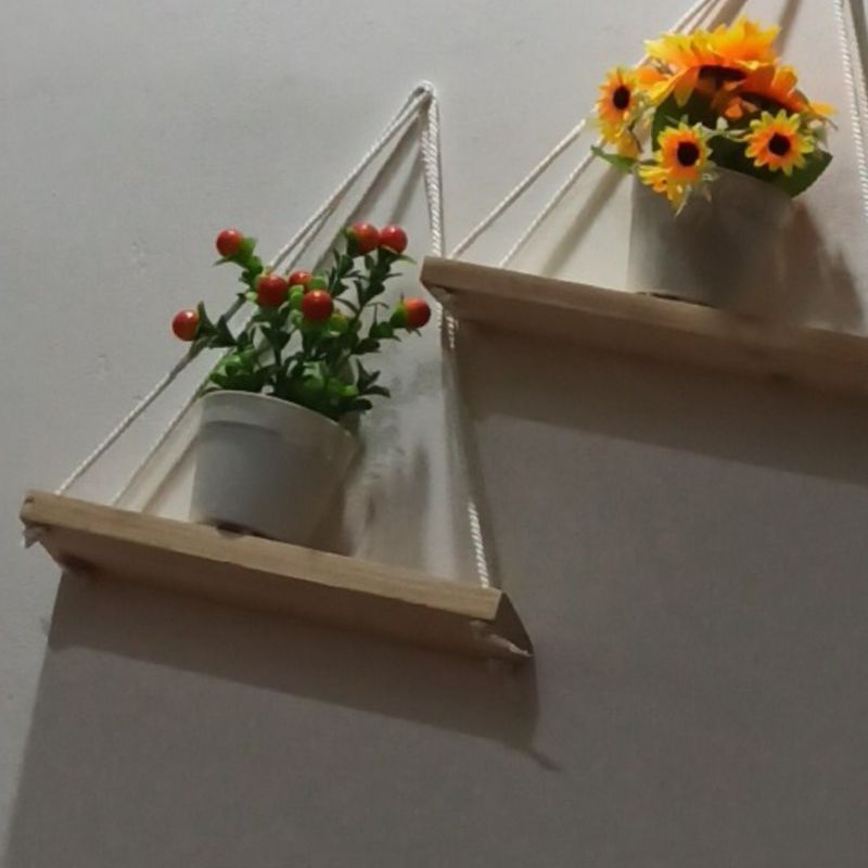 Jual Ambalan tali susun gantung rak dinding serbaguna wooden hanging ...